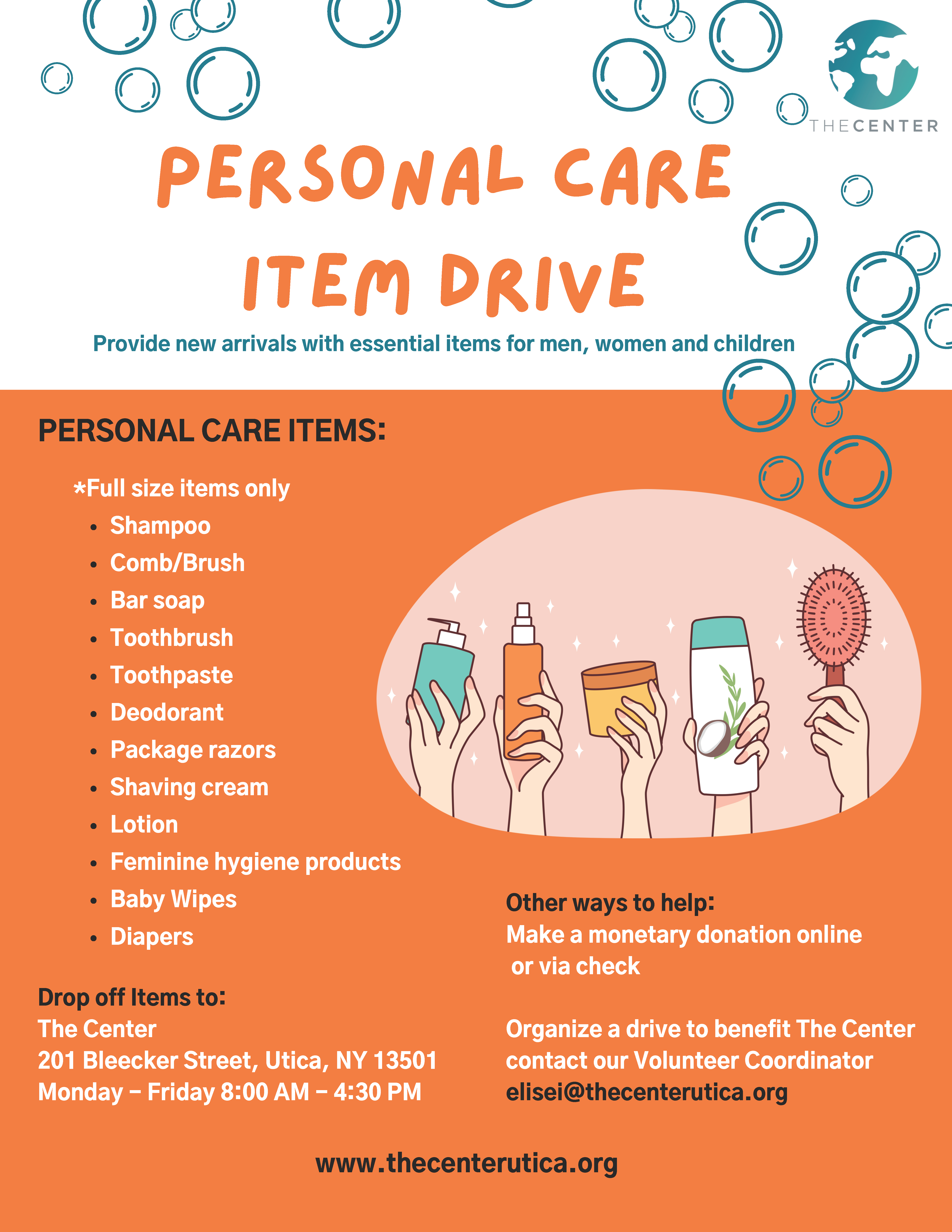Personal Care Items Drive | The Center