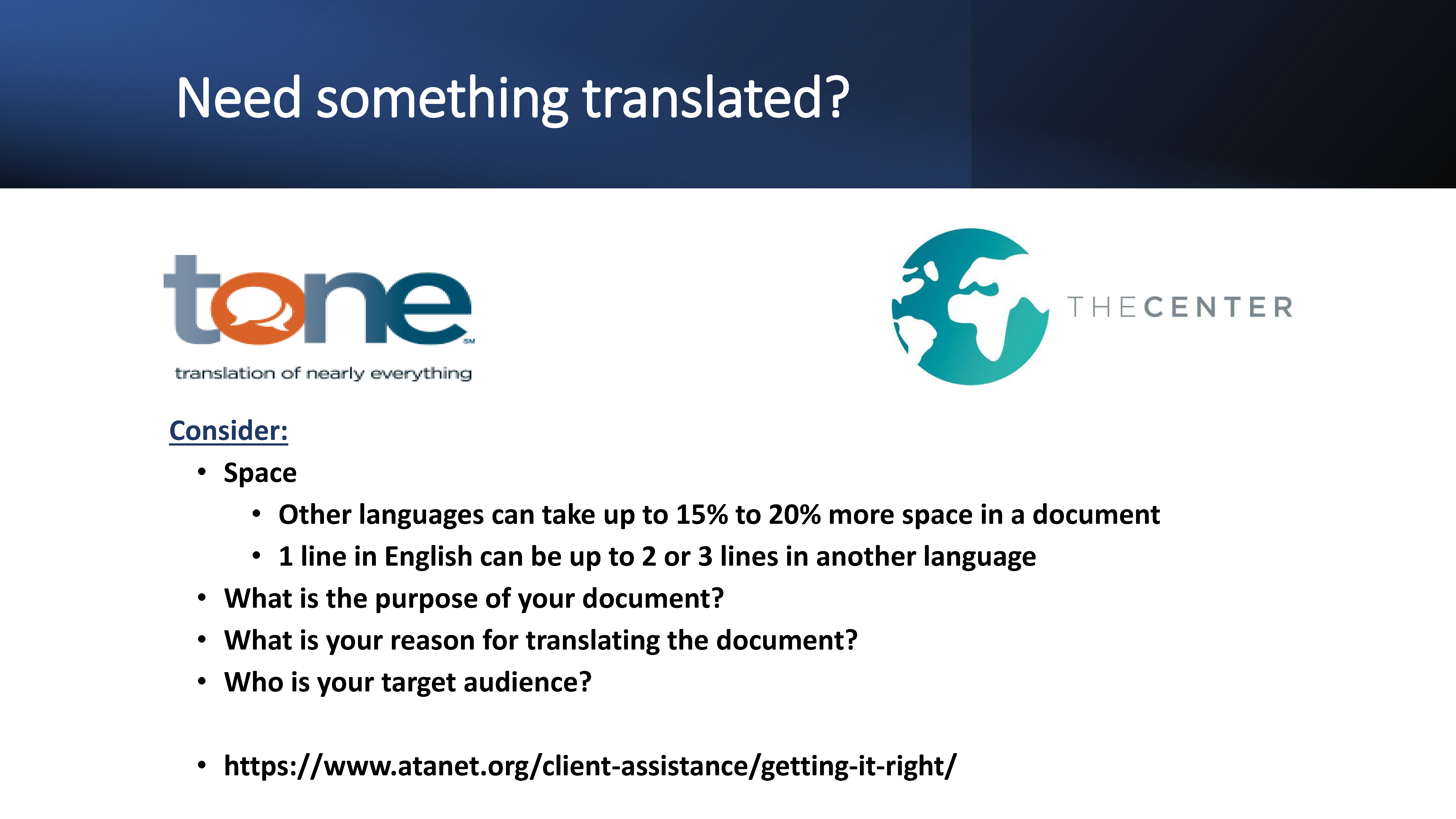 Do I Need to Translate Nearly Everything? - An ONA Community Navigator Training | The Center