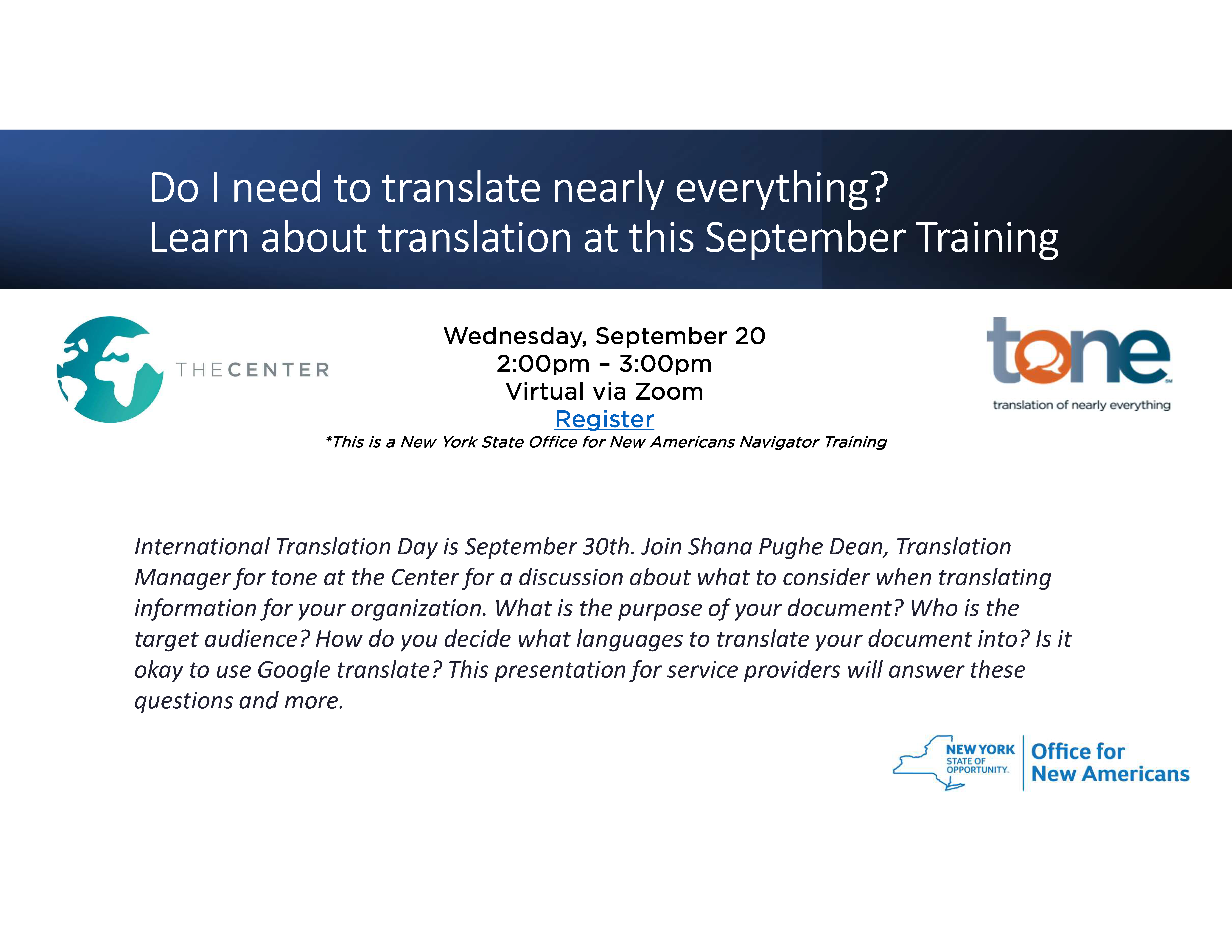 Events at The Center: ONA Roundtable, Vaccine Clinic, Yoga & Free ...